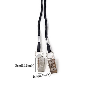 HONBAY 6PCS Black Adjustable Napkin Lanyard Neck Strap with Metal Alligator Clip for Anyone Who Want to Keep Clothes Clean