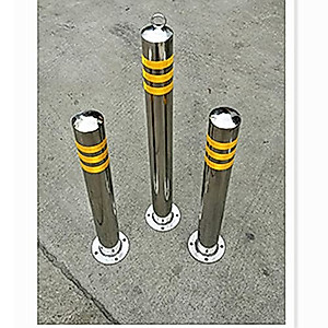 Car Parking Space Lock Stainless Steel Parking Posts for Driveways with Padlock Reflective Security Post (Silver White 750x76mm) (Silver White 600x76mm) (Silver White 750x76mm)
