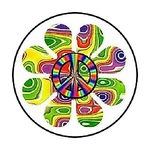 48 Flower Peace Sign #2 !! Envelope Seals Labels Stickers 1.2" Round (Favors, Decorations, Lollipops)