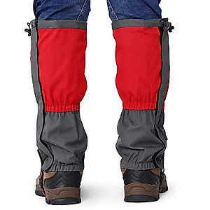 Tbest 1 Pair Unisex Snow Leg Gaiters Outdoor Waterproof Sports Boots Gaiters Hiking Walking Climbing Hunting Cycling Leggings Cover for Adult(Red) Boot gaiters for men goretex gaiters