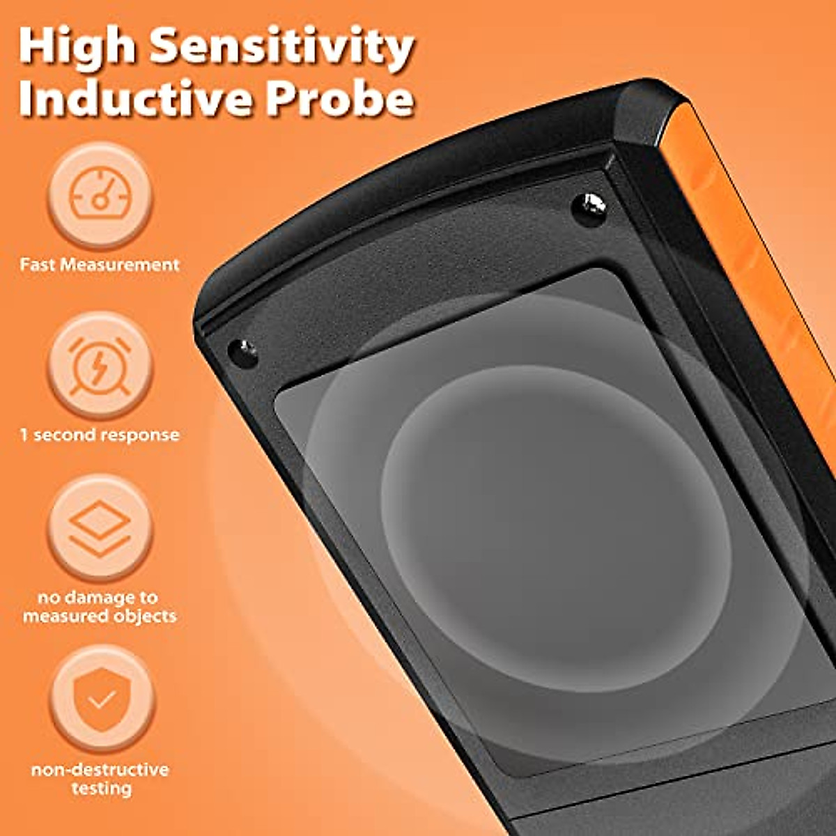 Dr.meter Pinless Wood Moisture Meter, Upgraded Version Inductive Pinless Tools Intelligent Moisture Meter Digital Moisture Meter for Wood (Range 4% - 80% RH; Accuracy: 0.5%), MD918