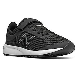New Balance Kid's 455 V2 Hook and Loop Running Shoe, Black/White, 4 Infant