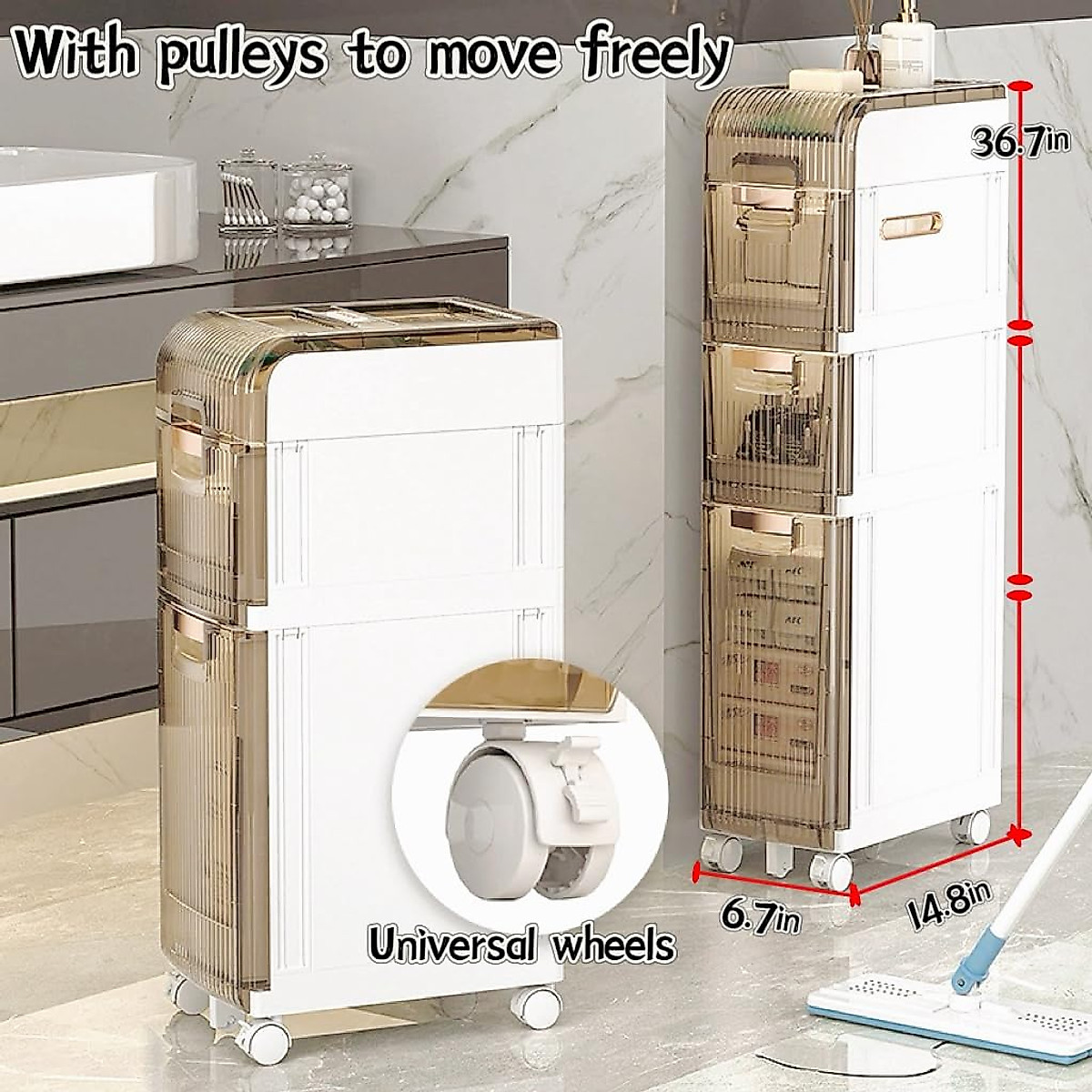 4-Tier Narrow Storage Cabinet by Lozovin - For Bathroom, Kitchen, Bedroom, Laundry
