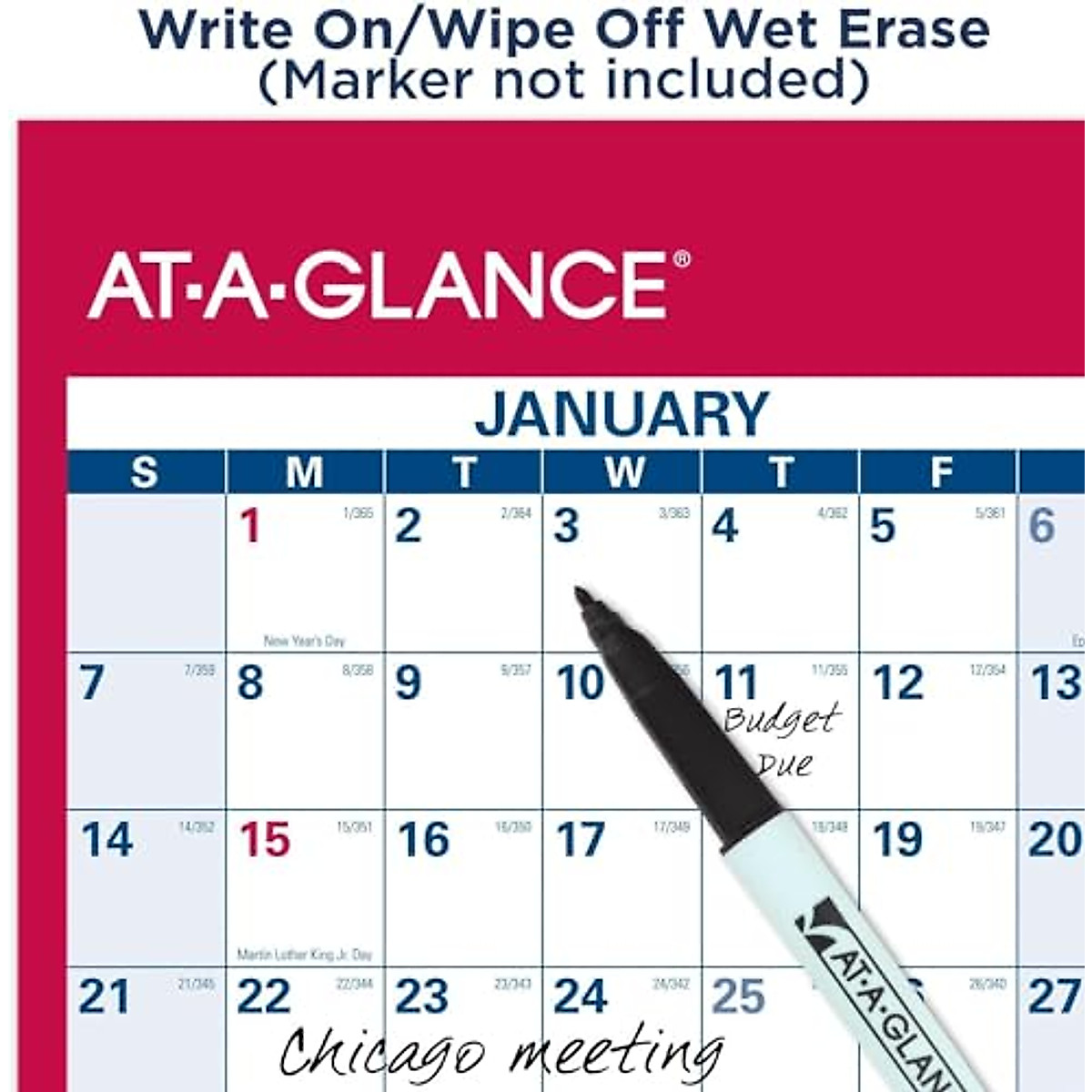 2024 Erasable Calendar, Dry Erase Wall Planner, 36" x 24", Large, Vertical/Horizontal, Reversible