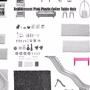 Replacement Parts for Barbie Dreamhouse Playset - GRG93 ~ Barbie Doll Size Pink Plastic Coffee Table