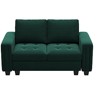 Belffin Velvet Modular Loveseat Sofa Couch 2 Seater Sofa Love Seats for Small Space Green