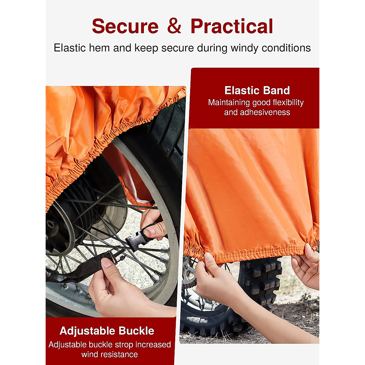 Puroma Motorcycle Cover, 105'' XXX-Large Heavy Duty Motorcycle Cover Waterproof Outdoor Indoor Scooter Shelter Protection with 4 Reflective Strips for Harley Davidson, Honda, Suzuki, Kawasaki, Yamaha