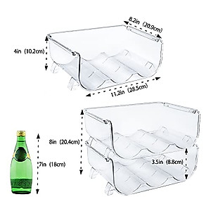 Water Bottle Organizer, Storage Holder for Kitchen Organization,Fridge, Pantry,Cabinet,Countertop,Cupboard- Plastic Cup Rack Shelf for Wine,Water,Drink- 4 Pack,Each Rack Holds 3 Containers,Clear