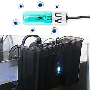 TARARIUM Aquarium Lamp 3W Mini Fish Tank Clean Green Light Submersible Use in Filter Area for 5-55 Gallon Fish Tank Pond Cloudy Water Clean and Clear