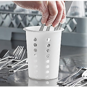 Soro Essentials- Set of 4 Plastic Flatware Cylinders White Color- Utensil Holders Silverware Utensil Drying Cylinders Home Kitchen Daily Use Utensil Drainer Silverware Caddy Organizer