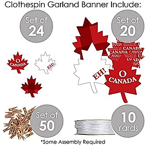 Big Dot of Happiness Canada Day - Canadian Party DIY Decorations - Clothespin Garland Banner - 44 Pieces