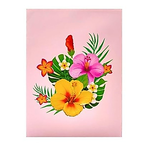 ETA 3D Hibiscus and Green Hummingbird Pop Up Greeting Card for Birthday, Just Because, Thinking of You, Retirement, Get Well, Congratulations, Any Occasions, F38