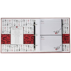 C.R. Gibson Red Leather Kitchen Recipe Keeper Binder, 9'' x 9.5''