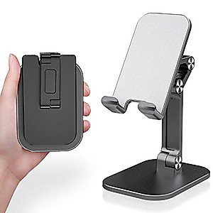 KOPTOR Cell Phone/Tablet Stand, Premiun Luxury Foldable, Portable, Angle/Height Adjustable Desk Phone Dock Holder for iPhone iPad, Samsung, Google Pixel 3.5-7.0-Inch (Silver Onyx)