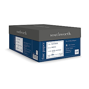 Southworth J404N10 25% Cotton #10 Business Envelope Natural 24 lbs. Wove 250/Box FSC