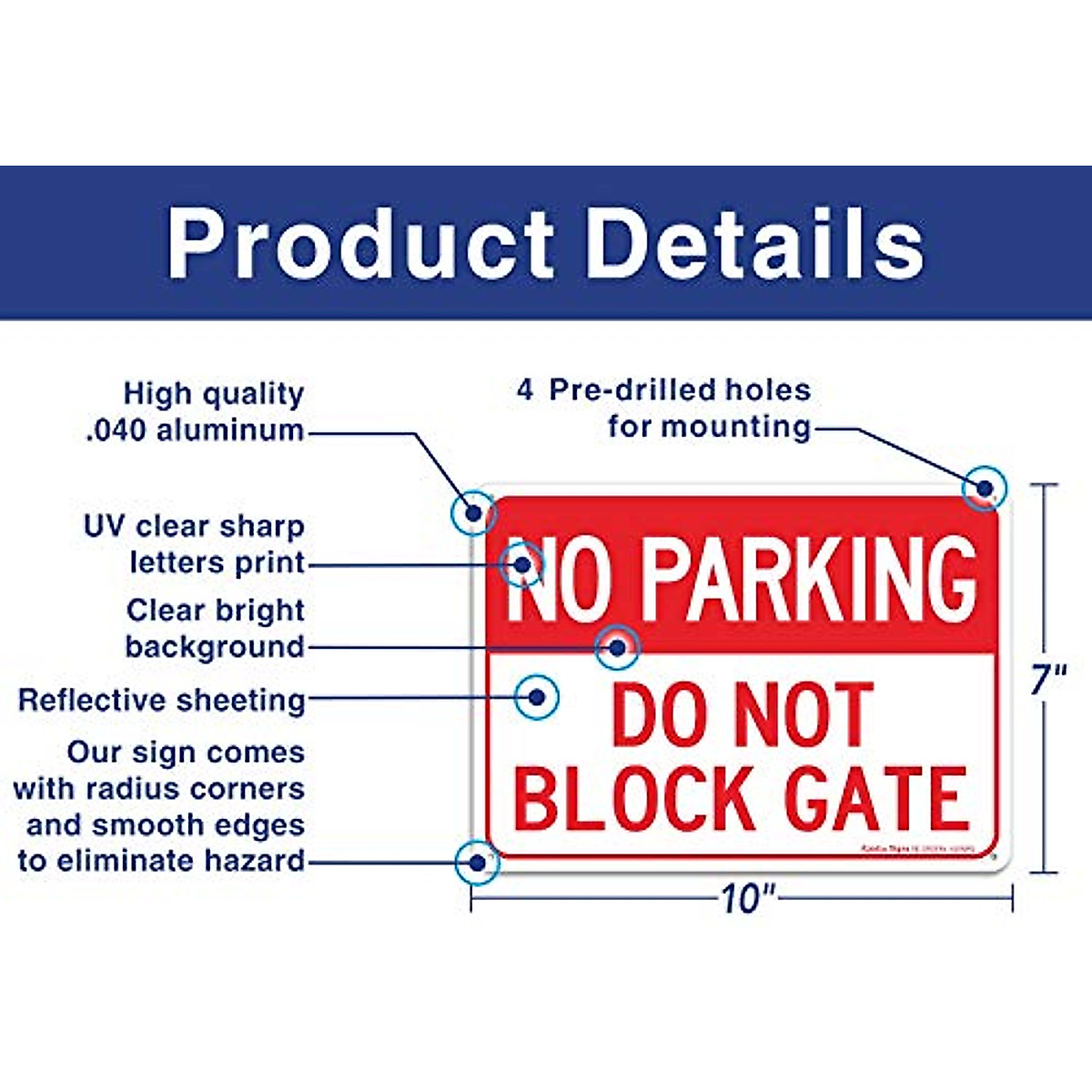 (2 pack) Faittoo No Parking Do Not Block Gate Sign, 10 x 7 Inches rectangle, .040 Rust Free Aluminum, UV Protected and Waterproof, Weather Resistant, Durable Ink, Easy to Mount