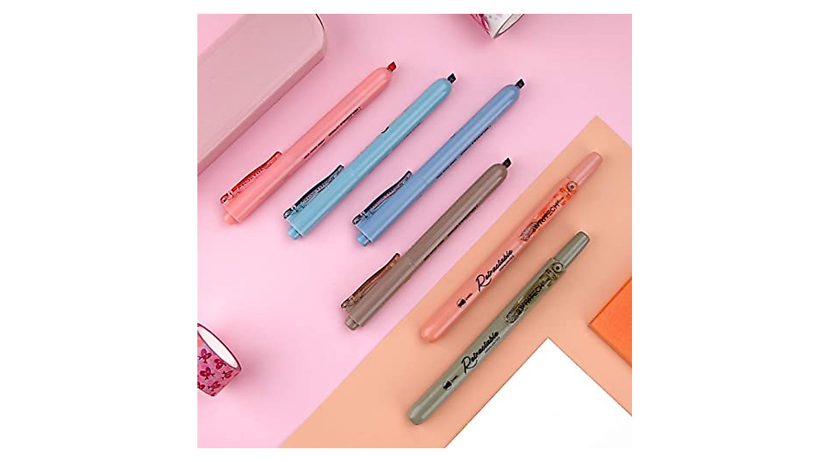 Writech Retractable Highlighters - No-Bleed Vintage Color Pack