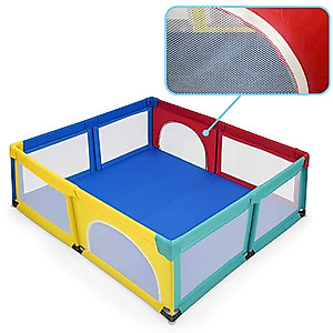 Baby Playpen, Play Pen,Playpen for Babies and Toddlers,Play Yard for Baby, Baby Playard with Safety Gates/ Ocean Balls/Toddler Handle