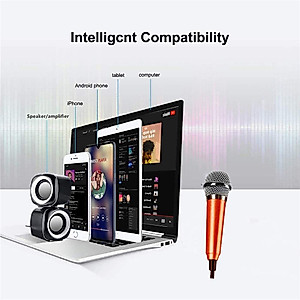 DELADOLA Mini Microphone,Portable Vocal Tiny Microphone, Asmr Microphone,Phone Microphone, Mini Karaoke Microphone for Voice Recording Chatting and Singing On iPhone,Android,Laptop Notebook(Orange)