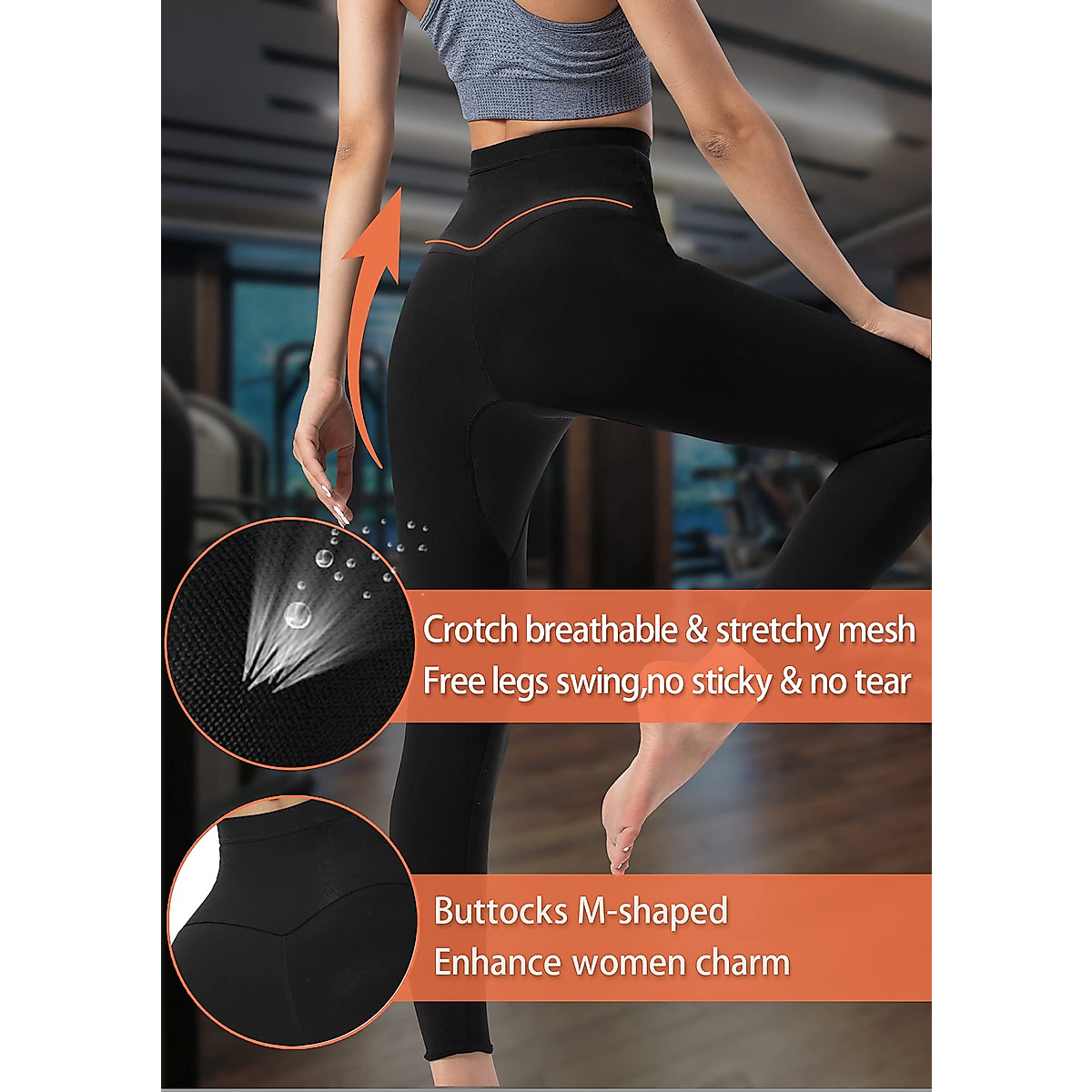 QZSH Sauna Pants Women Sweat Capris Slimming Leggings,Mesh Crotch,High Waist Workout Body Shaper Suits(BH7003-07-XXXL)