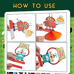 12 Pieces Robot Birthday Party Supplies Robot Party Honeycomb Centerpieces Robot Party Decorations Robot Party Table Topper for Baby Shower Decorations for Kids Birthday Party Supplies