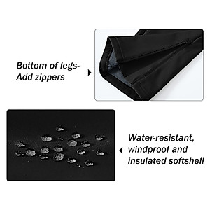 TBMPOY Men's Ski Snow Pants Waterproof Fleece Lined Insulated Softshell Snowboard Hiking Outdoor Zipper Bottom Leg Black 36