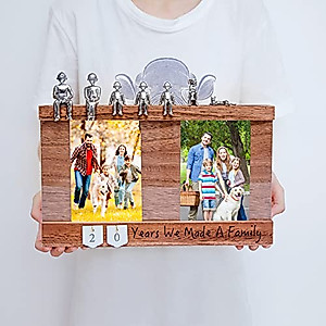 EVA murmure Personalized Romantic Wedding and Anniversary Keepsake Box with Family Statue - Wooden Memory Picture Box for Cherished Keepsakes and Ticket Storage - Elegant House Decor and Couple Gift