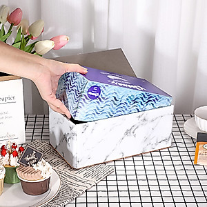 Sumnacon Rectangular Leather Tissue Box Cover - Stylish Tissue Box Holder with Magnetic Bottom, Decorative PU Tissue Box for Vanity Dresser Night Stand Table Countertop Home Office Car, Marble White