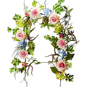 VGIA 6 feet dahlia rose silk hydrangea flowers garland for wedding party home garden, wedding arch garden wall decoration, home decoration - Pink