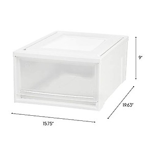 IRIS USA 29.2 L (30.9 US Qt.) Plastic Under Bed Storage Containers with Sliding Organizer Drawers, Stackable Storage Bin for Clothes Linens and Shoes, White