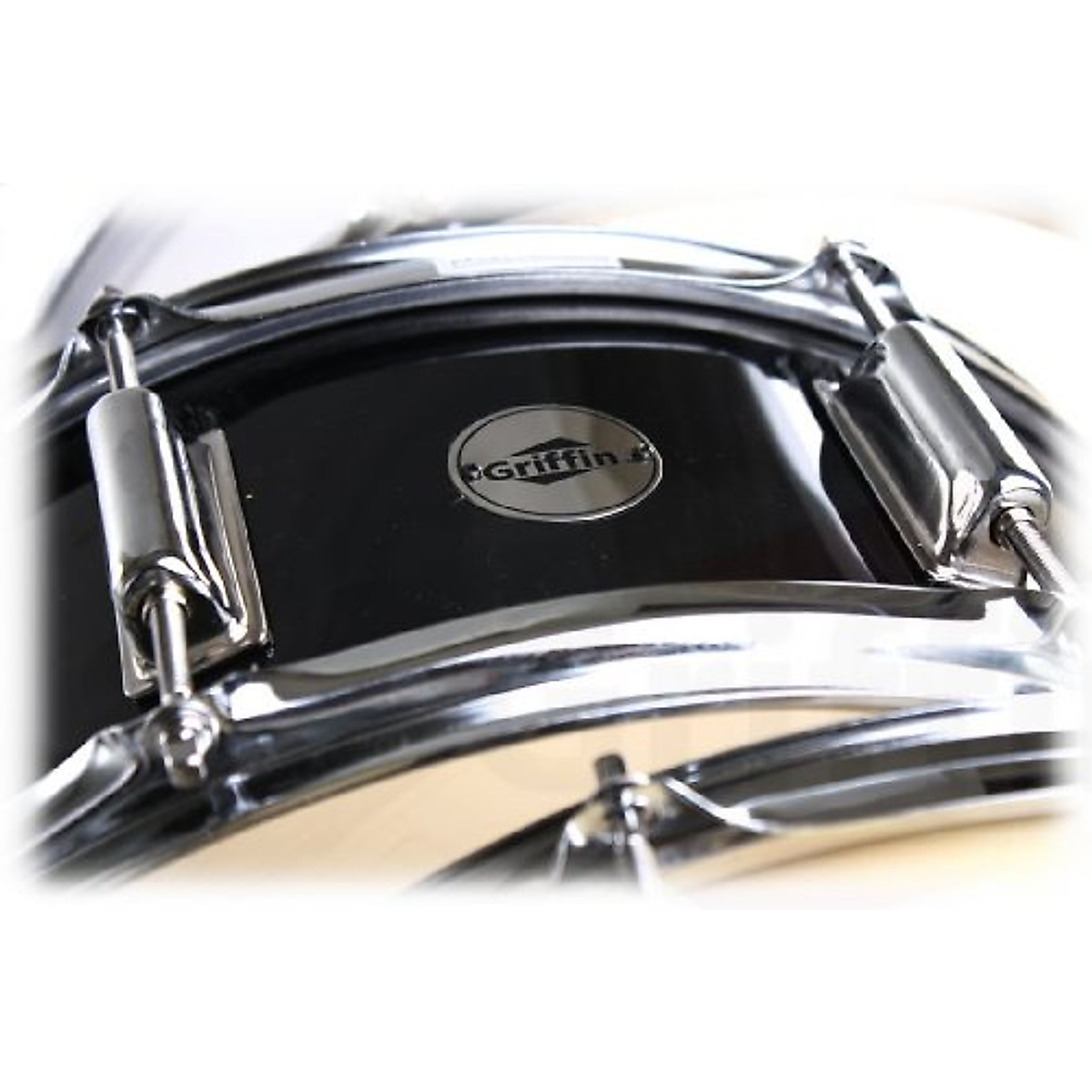 GRIFFIN Snare Drum | Poplar Wood Shell 14" x 5.5" with Black PVC & Coated Head | Acoustic Marching Percussion Musical Instrument Set with Drummers Key, 8 Metal Tuning Lugs & Snare Strainer Throw Off