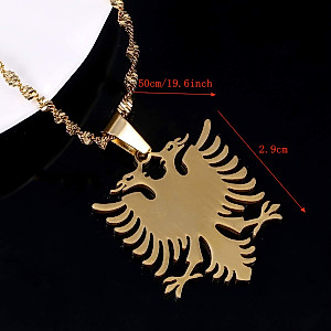 Huangshanshan Albania Eagle Pendant Necklaces Gold Color Stainless Steel Jewelry Ethnic Gifts (gold)