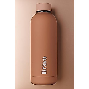BRAVO Stainless steel Water bottle: Stay Hydrated in Style and Sustainability. Double Wall Vacuum Insulated Thermos, Leakproof, Matte Coated, 17 Ounces, (Pink)