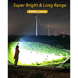 NJ FOREVER Rechargeable Flashlights High Lumens, 900000 Lumens Super Bright Flashlight, 8 Light Modes, IPX7 Waterproof Powerful Handheld LED Flash Light for Camping Home Hiking Outdoor