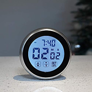 mooas LED Digital Cooking Timer TC2 (Black), Kitchen Timer, Stop Watch, Timer with Backlight Touch Screen Magnetic Back Alarm Clock