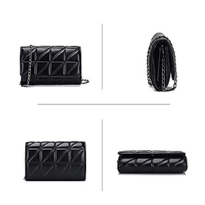 Ginsyuli Small Women Leather Crossbody Bag for Iphone Clutch Purse Black Designer Shoulder Bag black crossbody purse (BLACK 2)