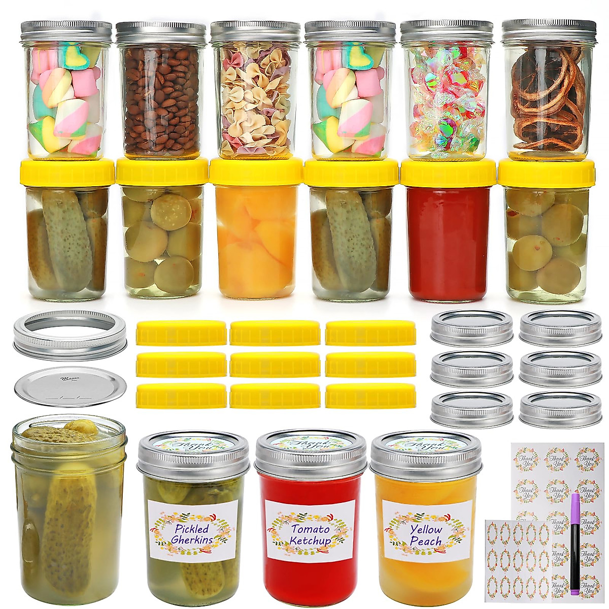 Brajttt Mason Jars 8 oz, Glass Jars With Regular Lids and Bands,16 pcs Canning Jars Jelly Jars, Ideal for Jam, Honey,DIY Spice Jars, Dessert
