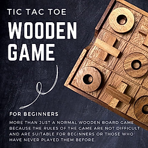 NUTTA - TicTacToe Wooden Game Size 5.5 X 5.5 inches Tic Tac Toe Wooden Board Games Coffee Table Desk Toy Fun Game Friends and Family Adult Games Travel Backyard Indoor Outdoor Decorative Decor Room