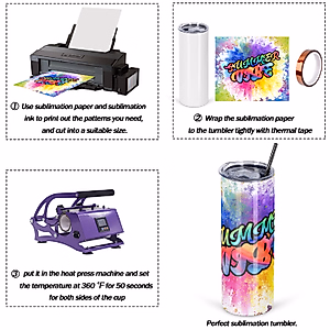 Micellwuu 50 Pack Sublimation Tumblers Bulk 20 oz Skinny Straight，Stainless Steel Sublimation Blanks Skinny Tumbler Cups White, Individually Boxed