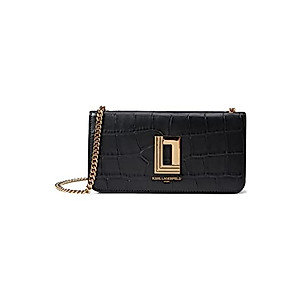Karl Lagerfeld Paris Wallet On Chain Handbags, Black/Gold