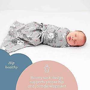 SleepingBaby Zippy Swaddle - Baby Swaddle Blankets with Convenient Bottom Zipper - Goodnight Moon - Medium/Large - 2 Pack