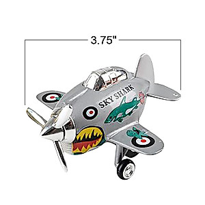 ArtCreativity Diecast Skyshark Planes with Pullback Mechanism, Set of 3, Diecast Metal Jet Plane Toys for Boys, Pull Back Airplane Party Favors, Goodie Bag Fillers for Kids