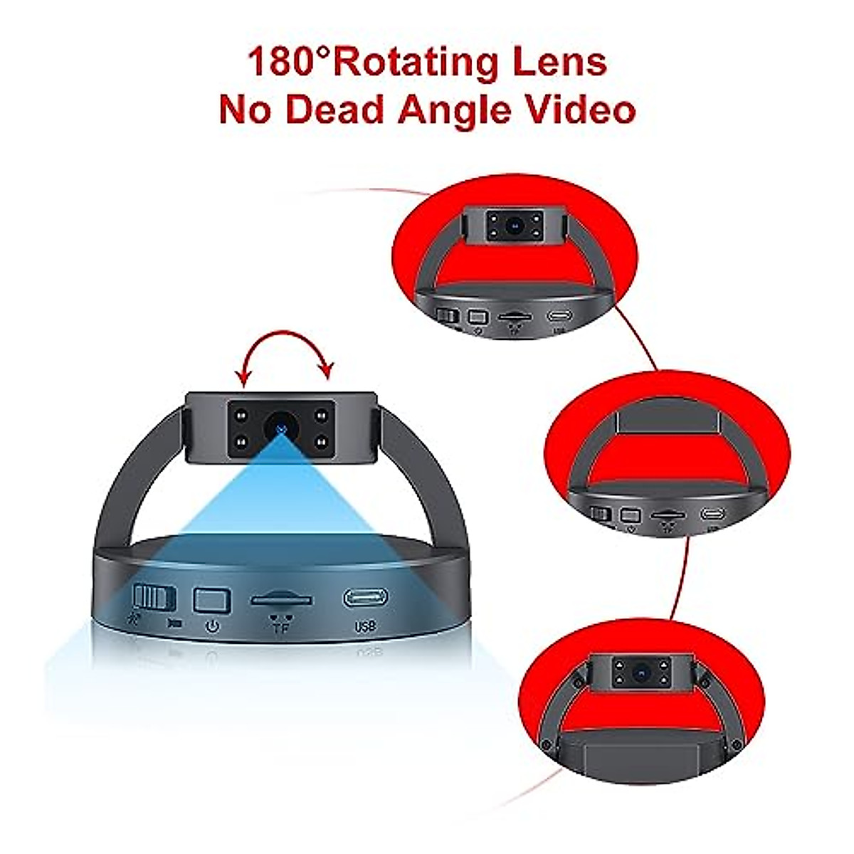 DAUERHAFT Video Conference Camera, 1080P Indoor Security Camera 1500mAh Battery Motion Detection for Home