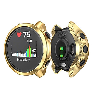 Shan-S Case for Garmin Forerunner 245/245M,Ultra-Slim Electroplate Transparent Soft TPU Protective Case Cover Replacement Plated Protect Shell Watch Accessories Bumper Frame