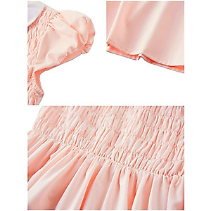 Oulooy Women's Pure Pink Peter Pan Collar Summer Dresses For Women 2023 Short Sleeve, X-Large