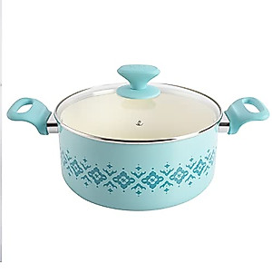 Spice by Tia Mowry Savory Saffron 16-Piece Healthy Nonstick Ceramic Cookware Set - Aqua Blue