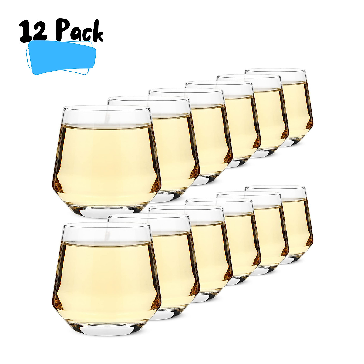 BTaT- Stemless Wine Glass, 12 oz, Set of 12, Stemless Wine Glasses, Wine Glasses Stemless Wine Glass Set, Stemless Red Wine Glasses, Wine Glass Stemless, Christmas Gifts