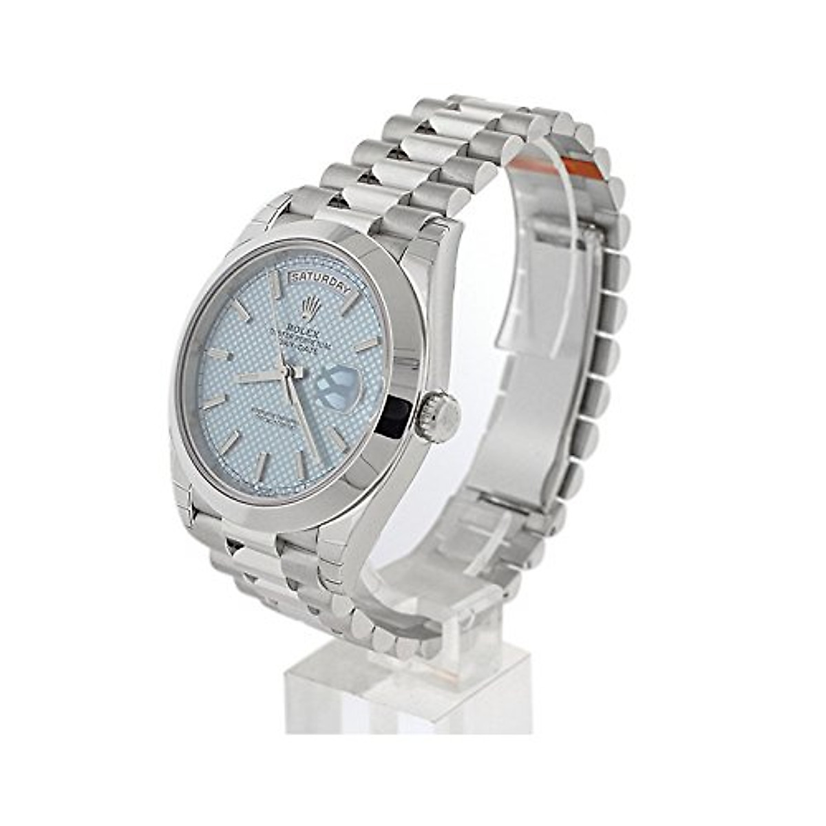 Rolex Daydate 40MM Platinum President 228206 Ice Blue Motif Dial & Smooth Bezel (Certified Pre-Owned)