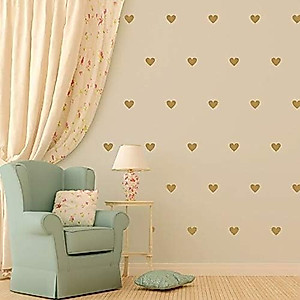Gold Heart 2inchx120 Pieces Wall Decal Vinyl Sticker for Baby Kids Children Boy Girl Bedroom Decor Removable Nursery Decoration (Gold)