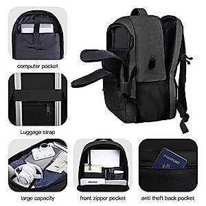 Yamdeg Extra Large Travel Backpack, Large Carry On Backpack, 17.3 Inch Laptop Backpack For Computer Business Travel With USB Port, TSA Airline Approved Waterproof Travel Daypack For Men, Black